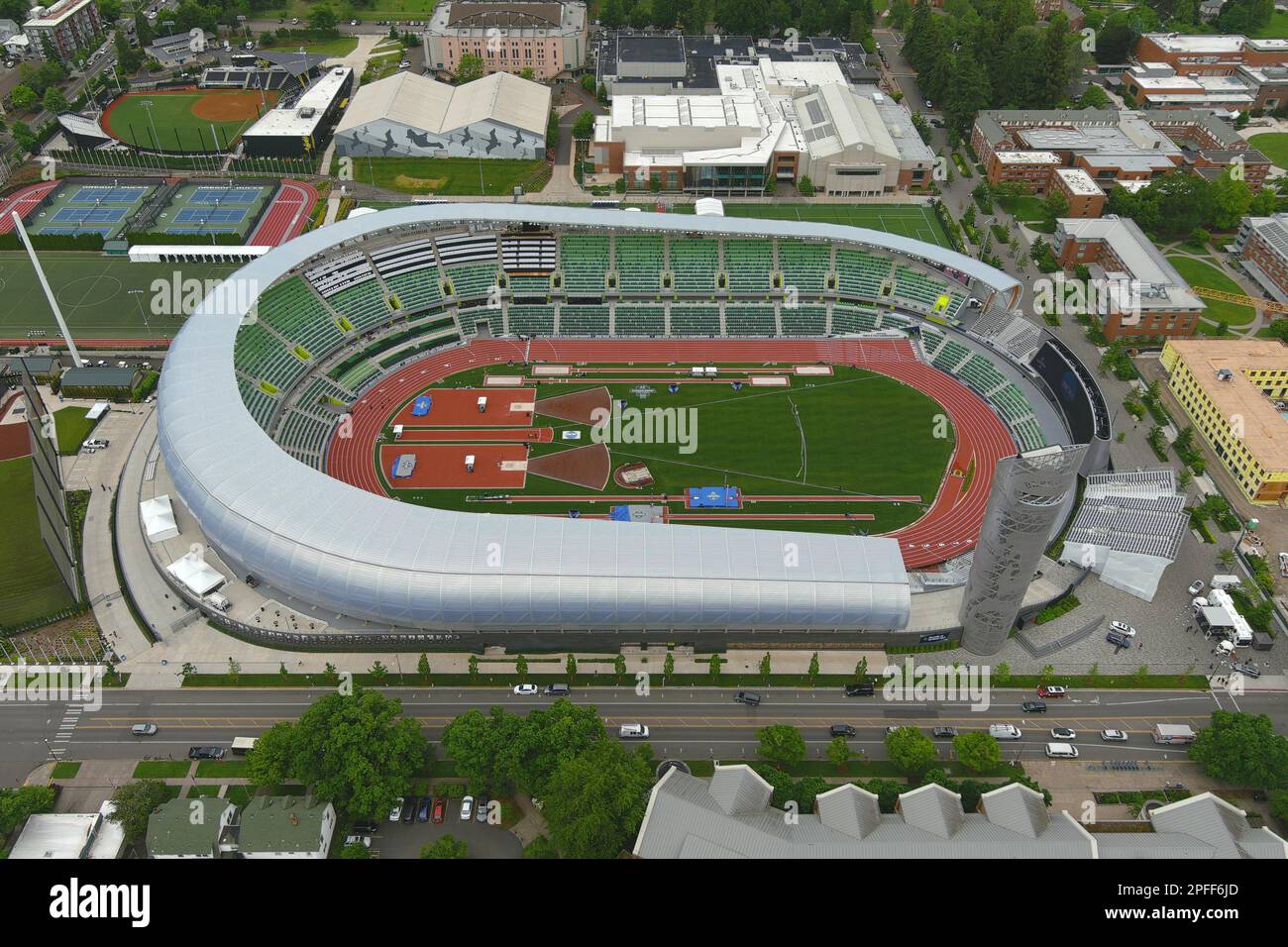 A general overall aerial view of Hayward Field, Wednesday, June 8, 2022 ...