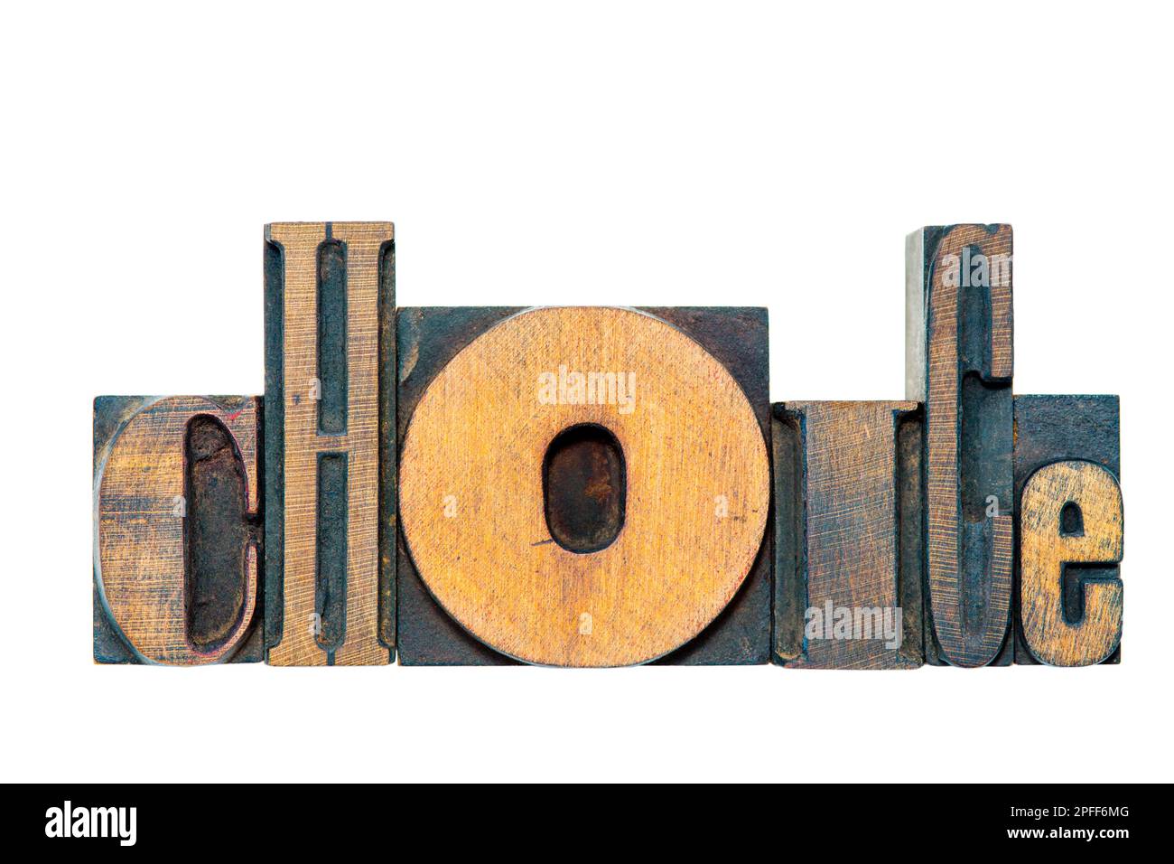 choice word made from mixed wooden letterpress type isolated on white ...