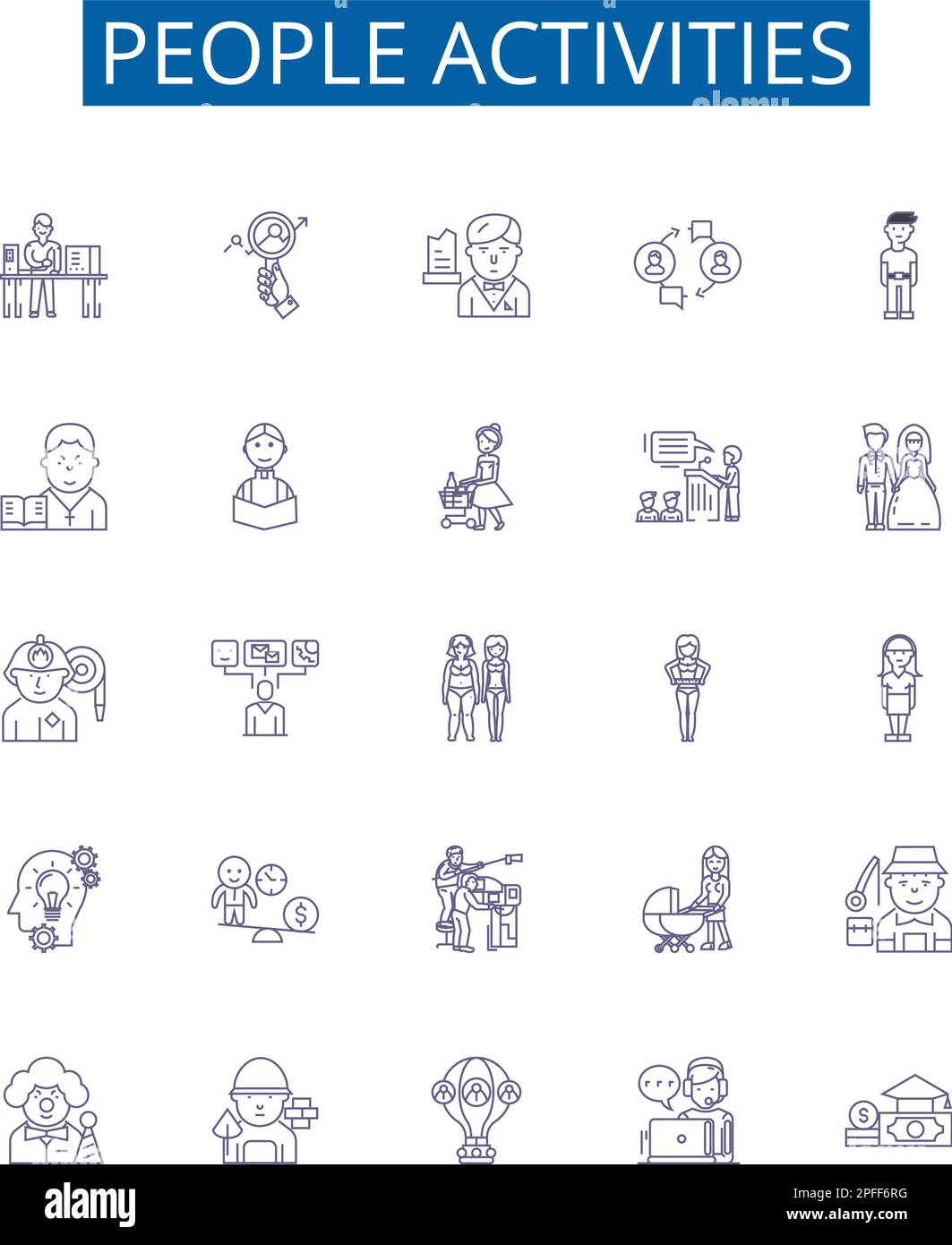 People activities line icons signs set. Design collection of Playing ...