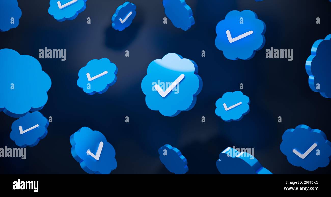 Verification check marks for social media. Blue check on blue ...