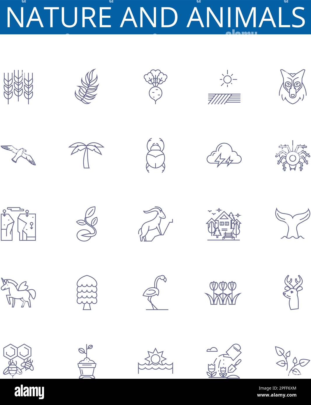 Nature and animals line icons signs set. Design collection of Nature ...