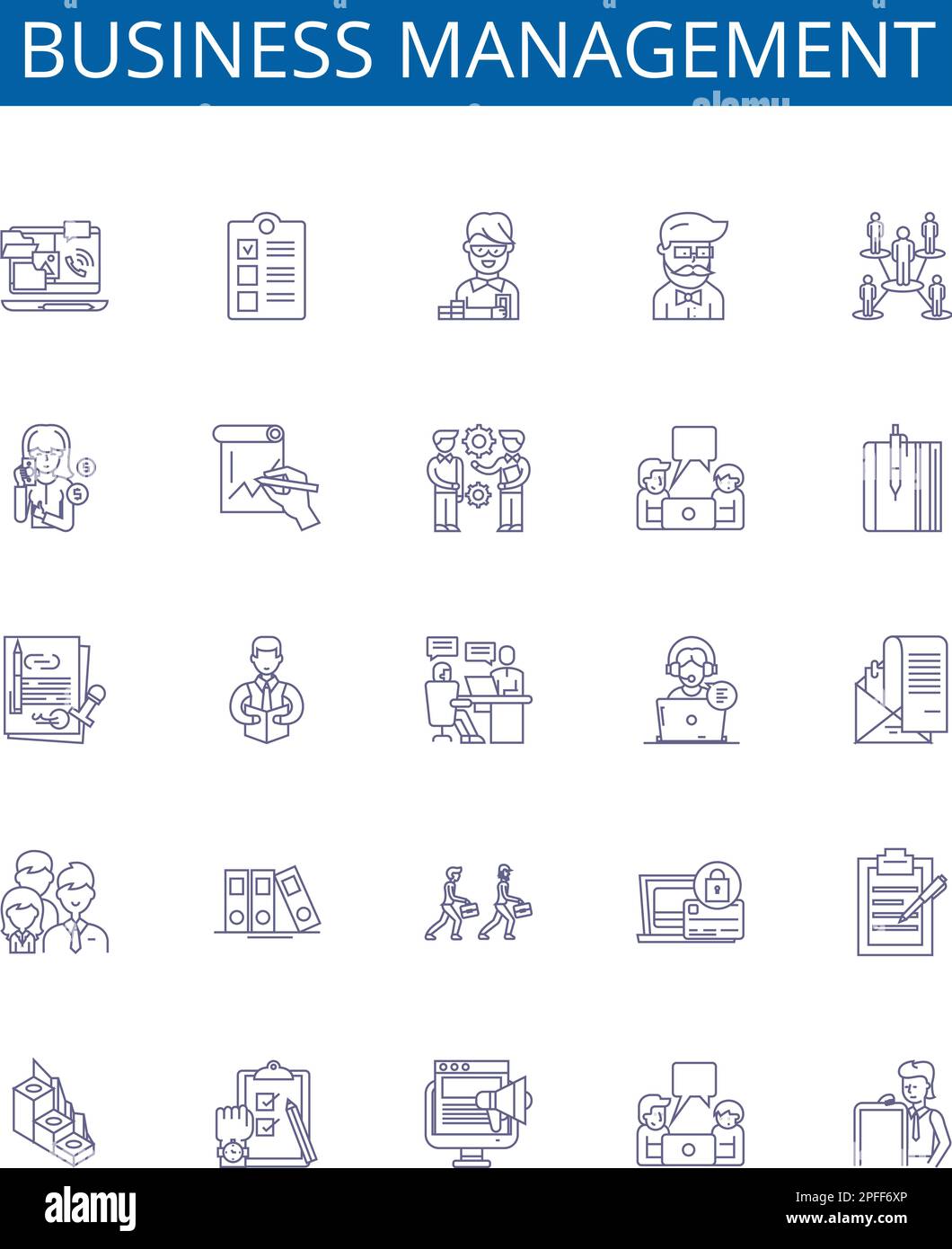 Business management line icons signs set. Design collection of Finance, Strategy, Organizing ...
