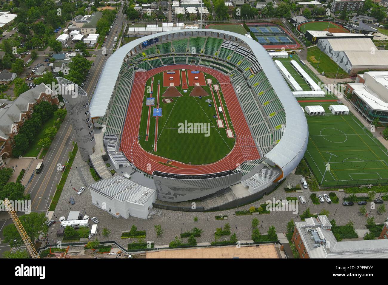 A general overall aerial view of Hayward Field, Wednesday, June 8, 2022 ...