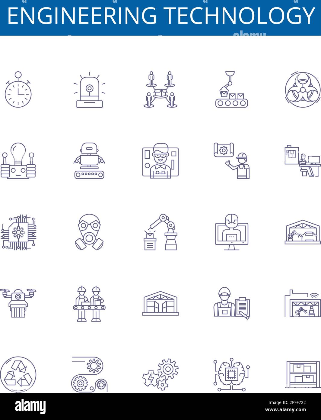Engineering technology line icons signs set. Design collection of Engineering, Technology ...