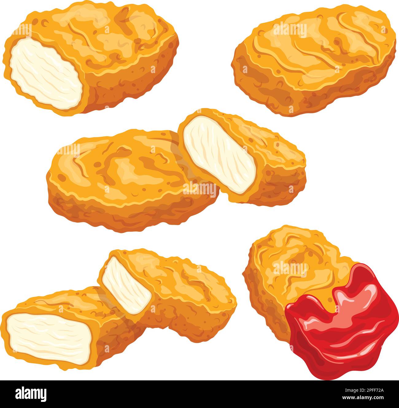 chicken nuggets fast food set cartoon vector illustration Stock Vector ...