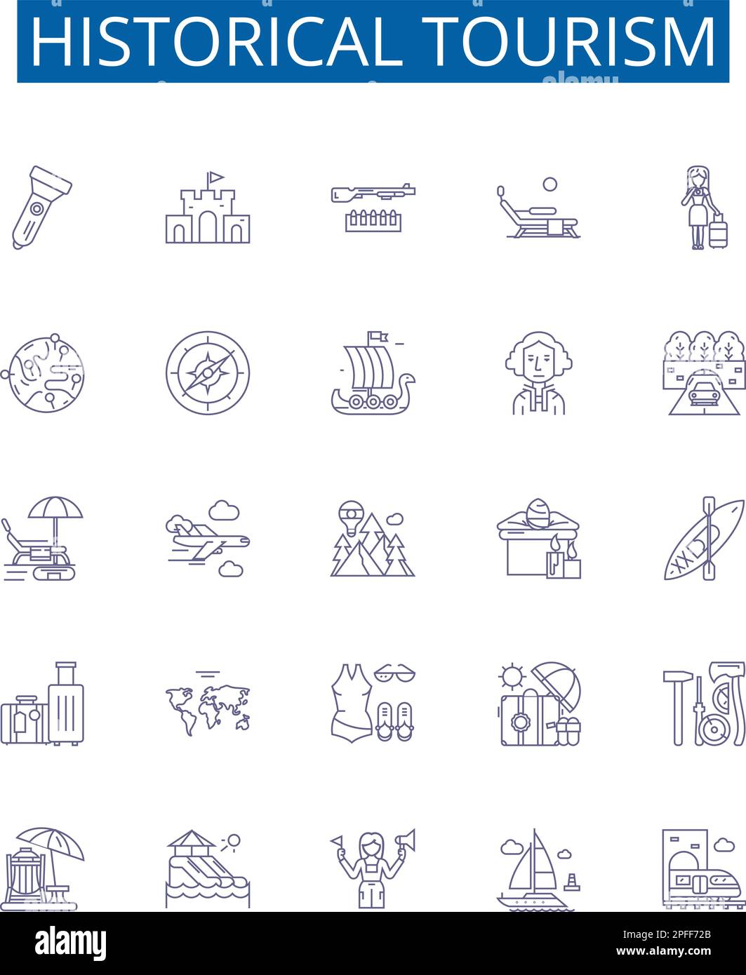 Historical tourism line icons signs set. Design collection of Heritage ...