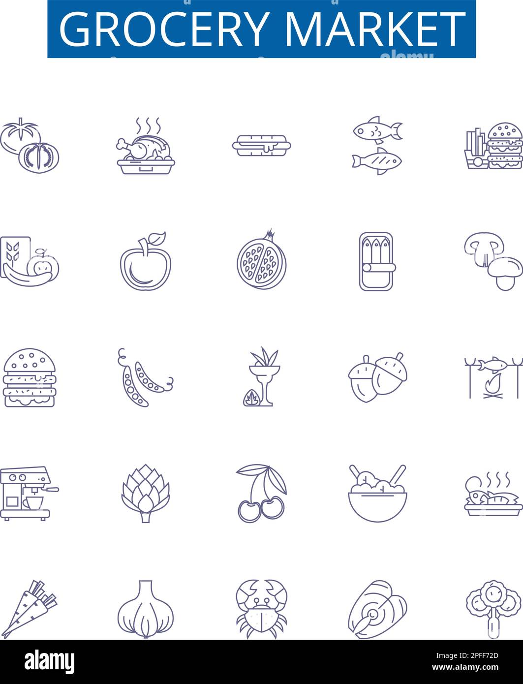 Grocery market line icons signs set. Design collection of Groceries ...