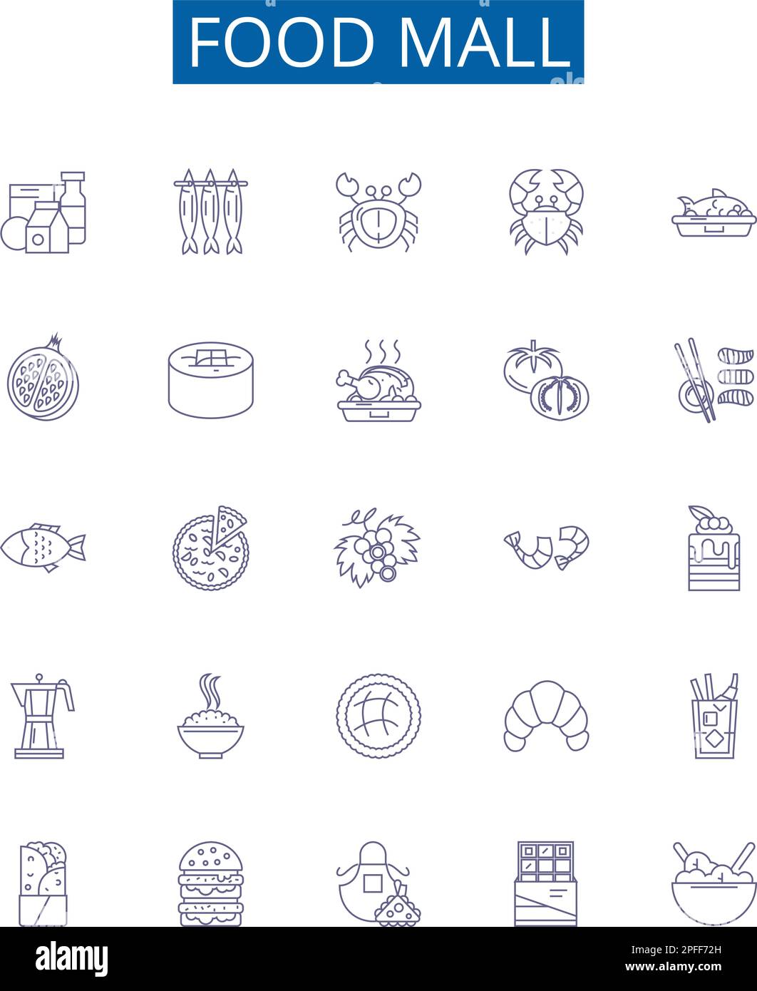 Food mall line icons signs set. Design collection of Eatery, Gastronomy ...
