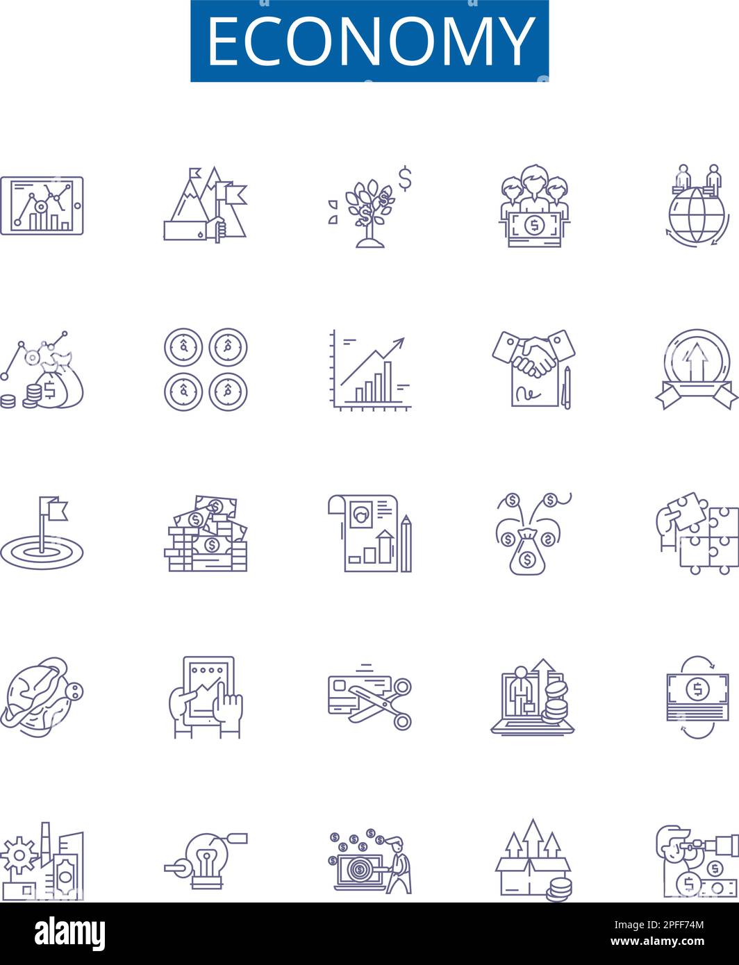 Economy line icons signs set. Design collection of Finance, Exchange ...