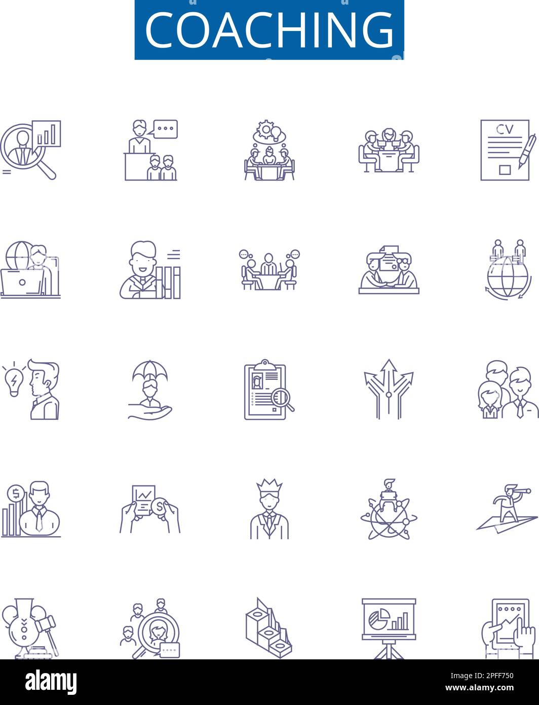 Coaching line icons signs set. Design collection of Mentoring, Guiding ... Coaching line icons signs set. Design collection of Mentoring, Guiding ...