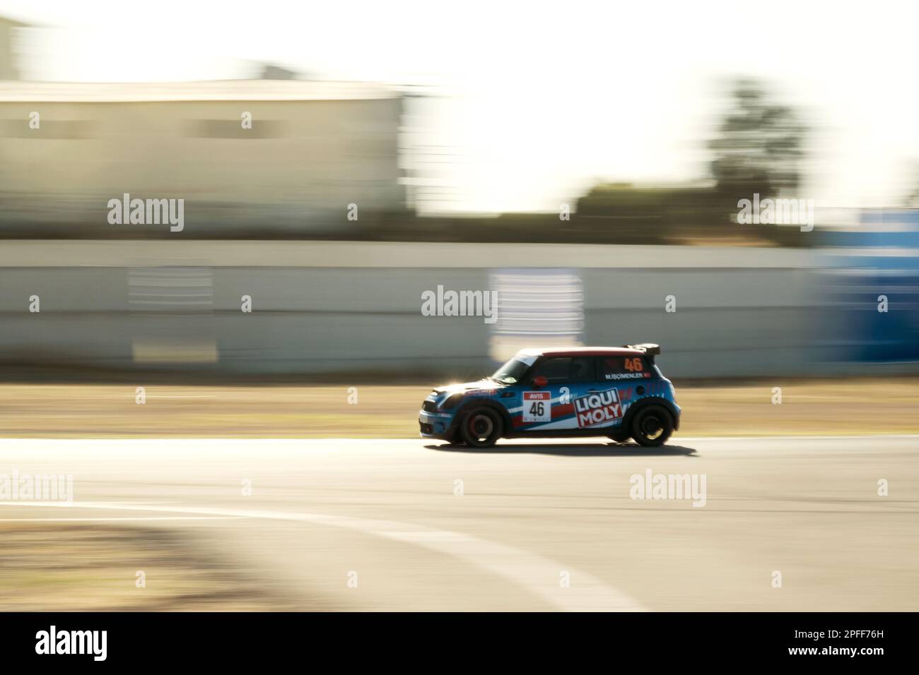 Izmir, Turkey - September 24, 2022: Fast going Blue colored Mini Cooper ...