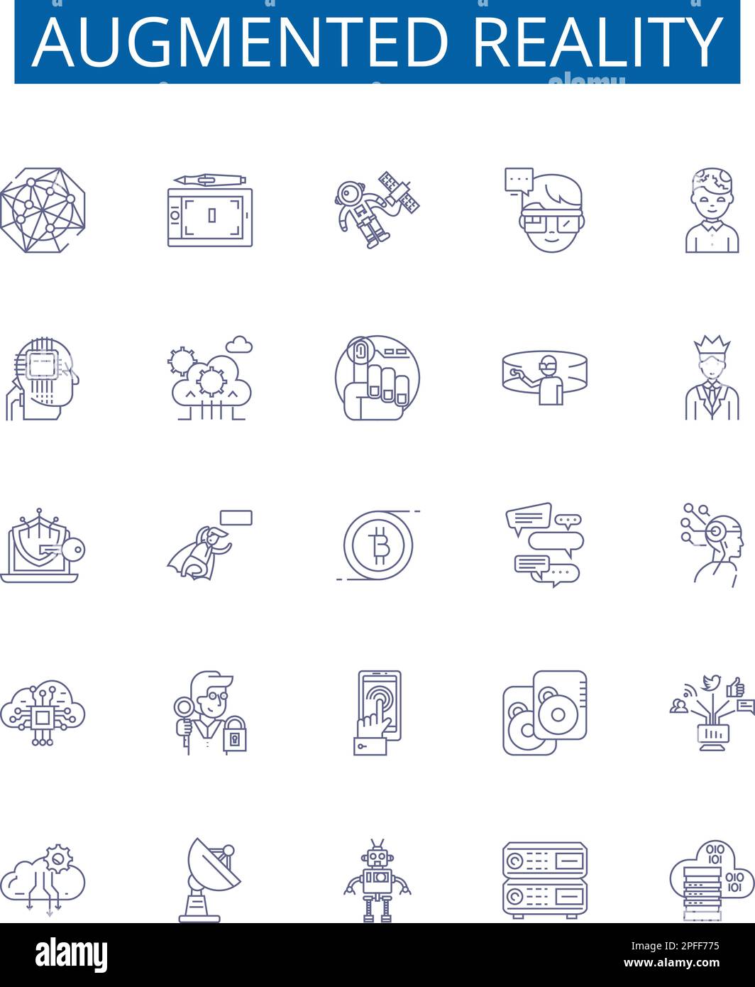 Augmented reality line icons signs set. Design collection of Augmented ... Augmented reality line icons signs set. Design collection of Augmented ...