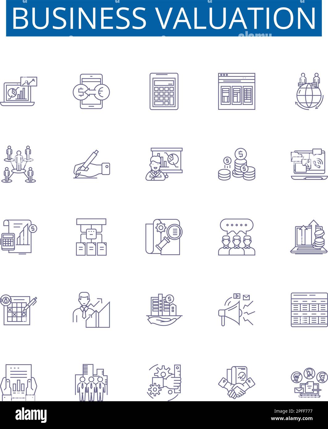 Business valuation line icons signs set. Design collection of Valuation ... Business valuation line icons signs set. Design collection of Valuation ...