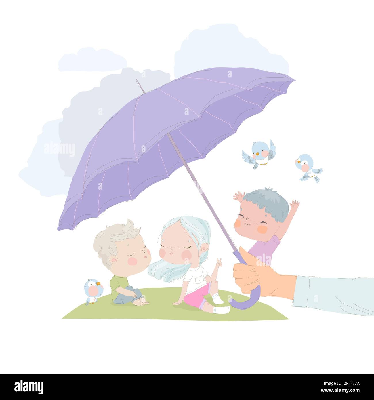 Umbrella child adult fun Stock Vector Images - Alamy