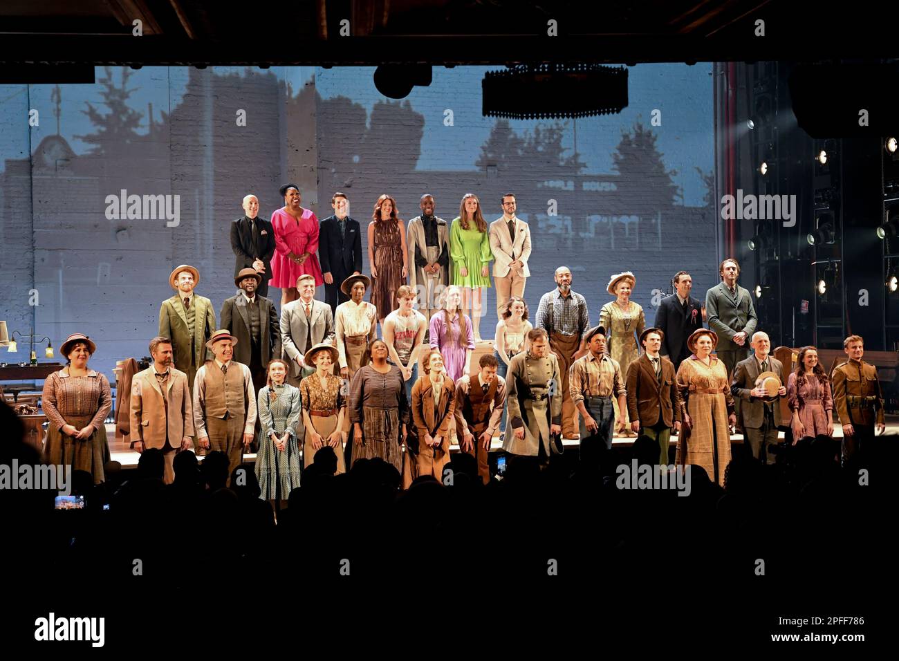 New York, USA. 16th Mar, 2023. The cast performs a curtain call during ...