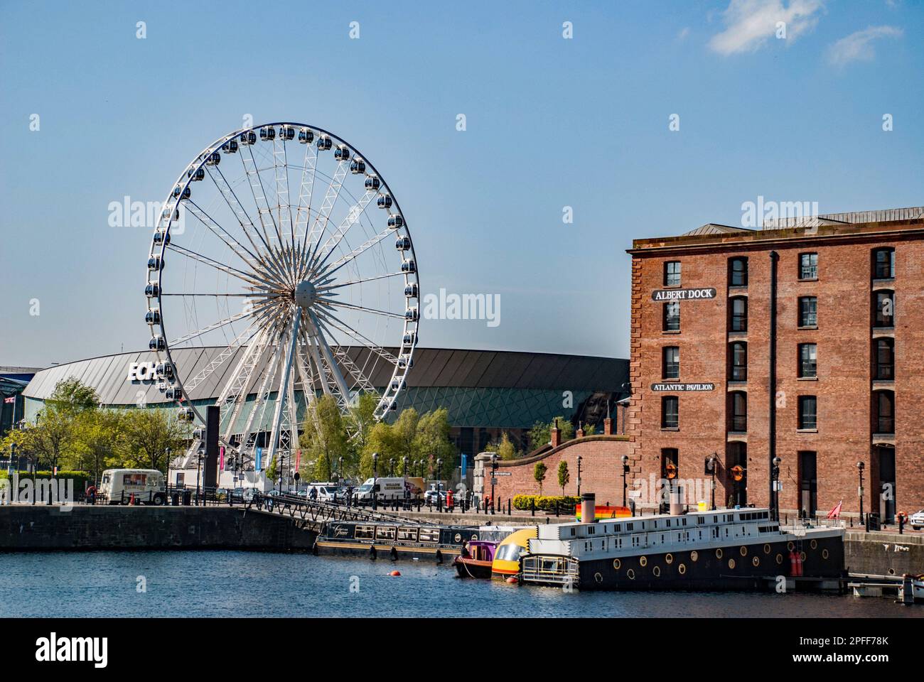Dukes Dock Liverpool big ferris wheel ride , Liverpool, UK Stock Photo ...