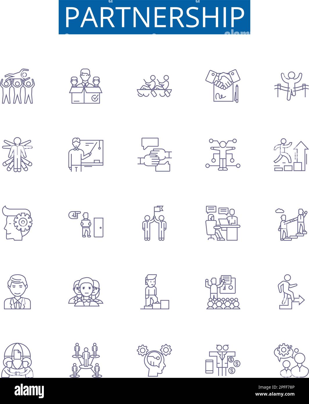 Partnership line icons signs set. Design collection of Alliance, Cooperation, Union, Affinity ...