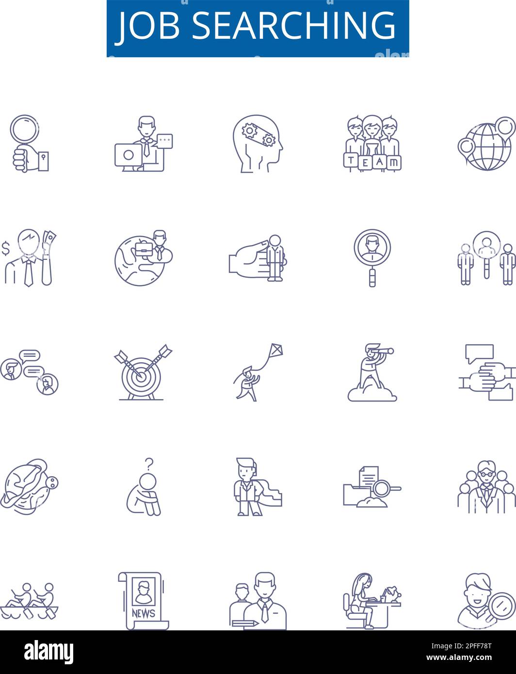 Job searching line icons signs set. Design collection of Job hunting ...