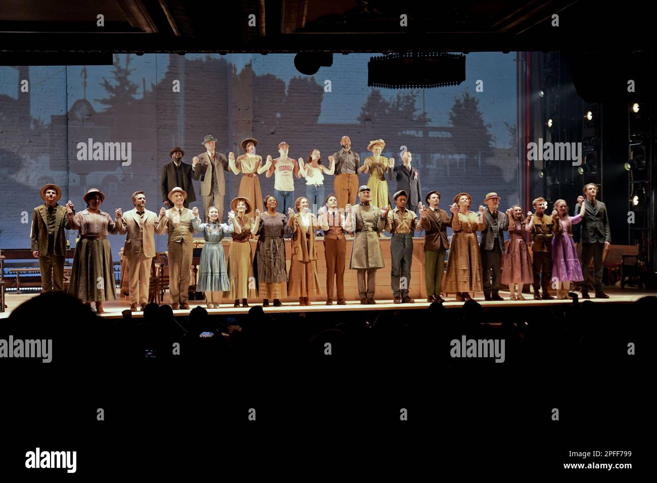 New York, USA. 16th Mar, 2023. The cast performs a curtain call during ...