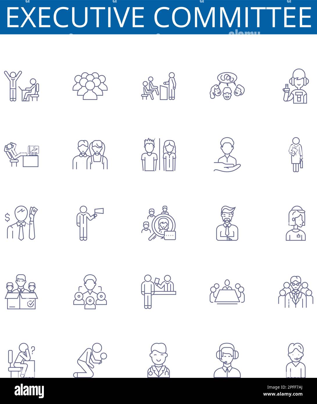 Executive committee line icons signs set. Design collection of ...
