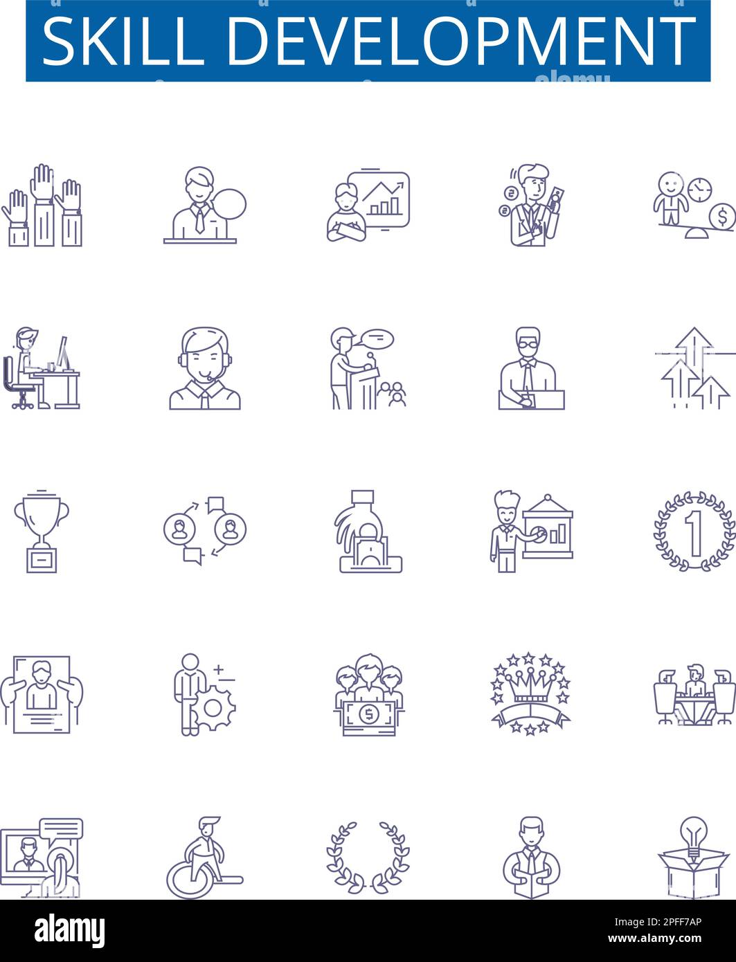 Skill development line icons signs set. Design collection of Training, Coaching, Learning ...