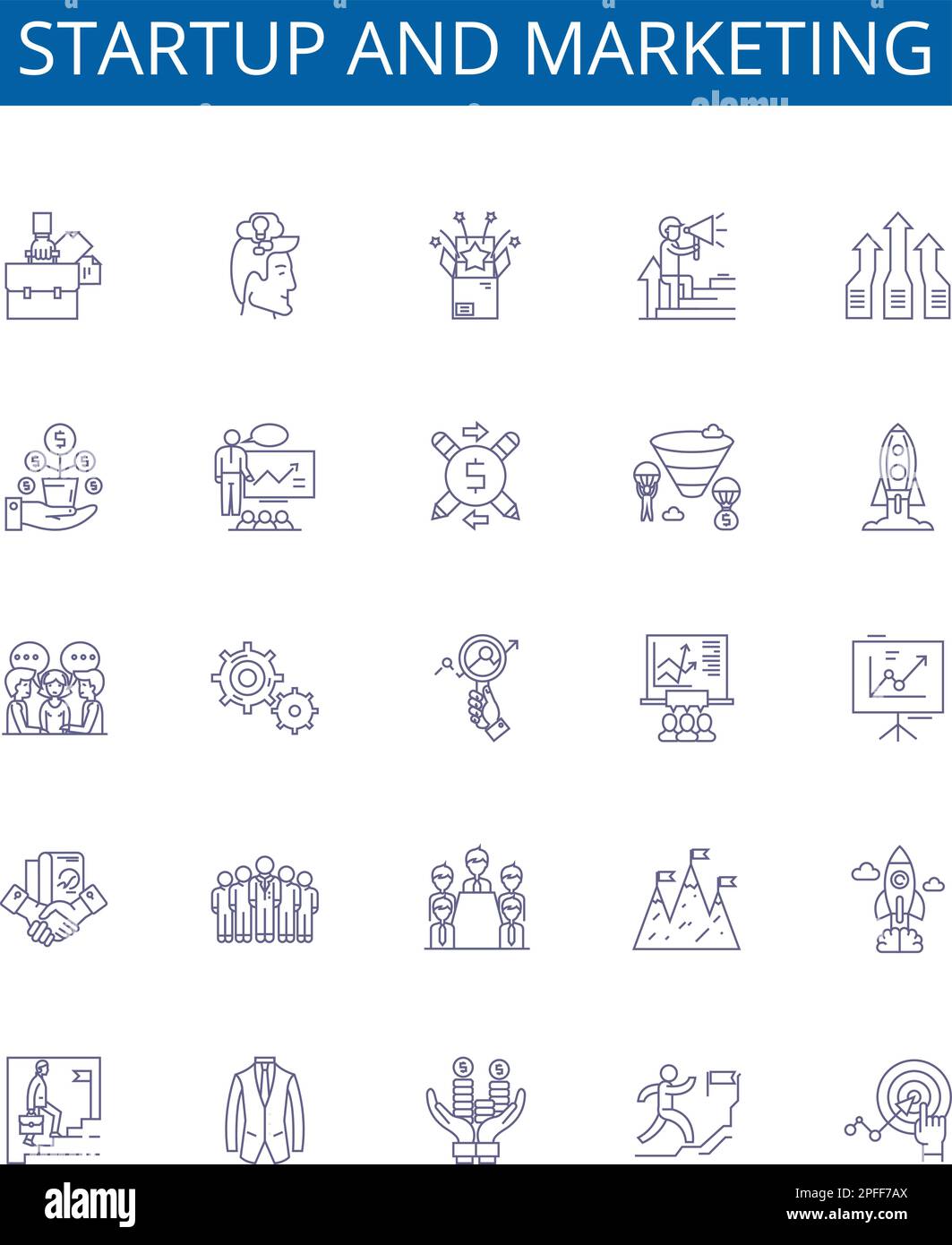 Startup and marketing line icons signs set. Design collection of ... Startup and marketing line icons signs set. Design collection of ...