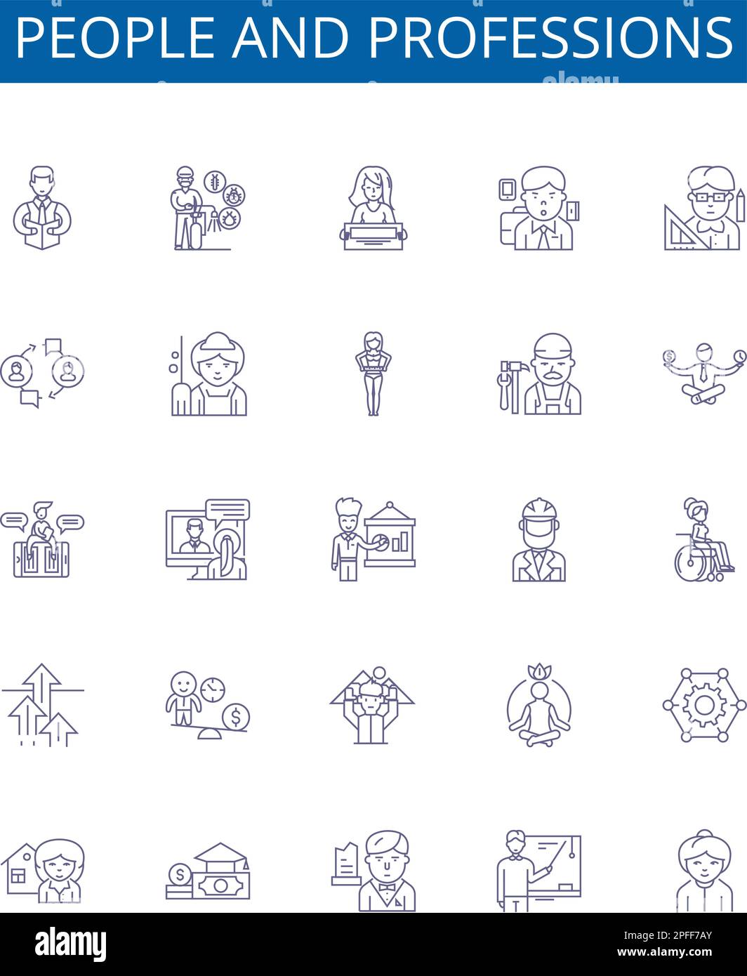 People and professions line icons signs set. Design collection of ...