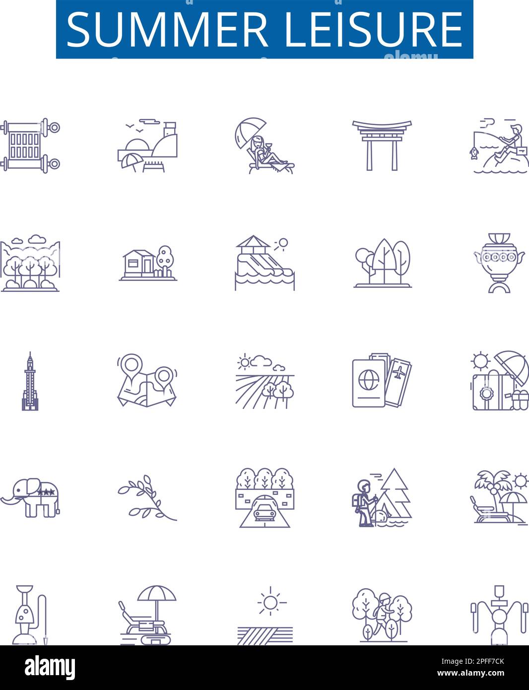 Summer leisure line icons signs set. Design collection of Vacation ...