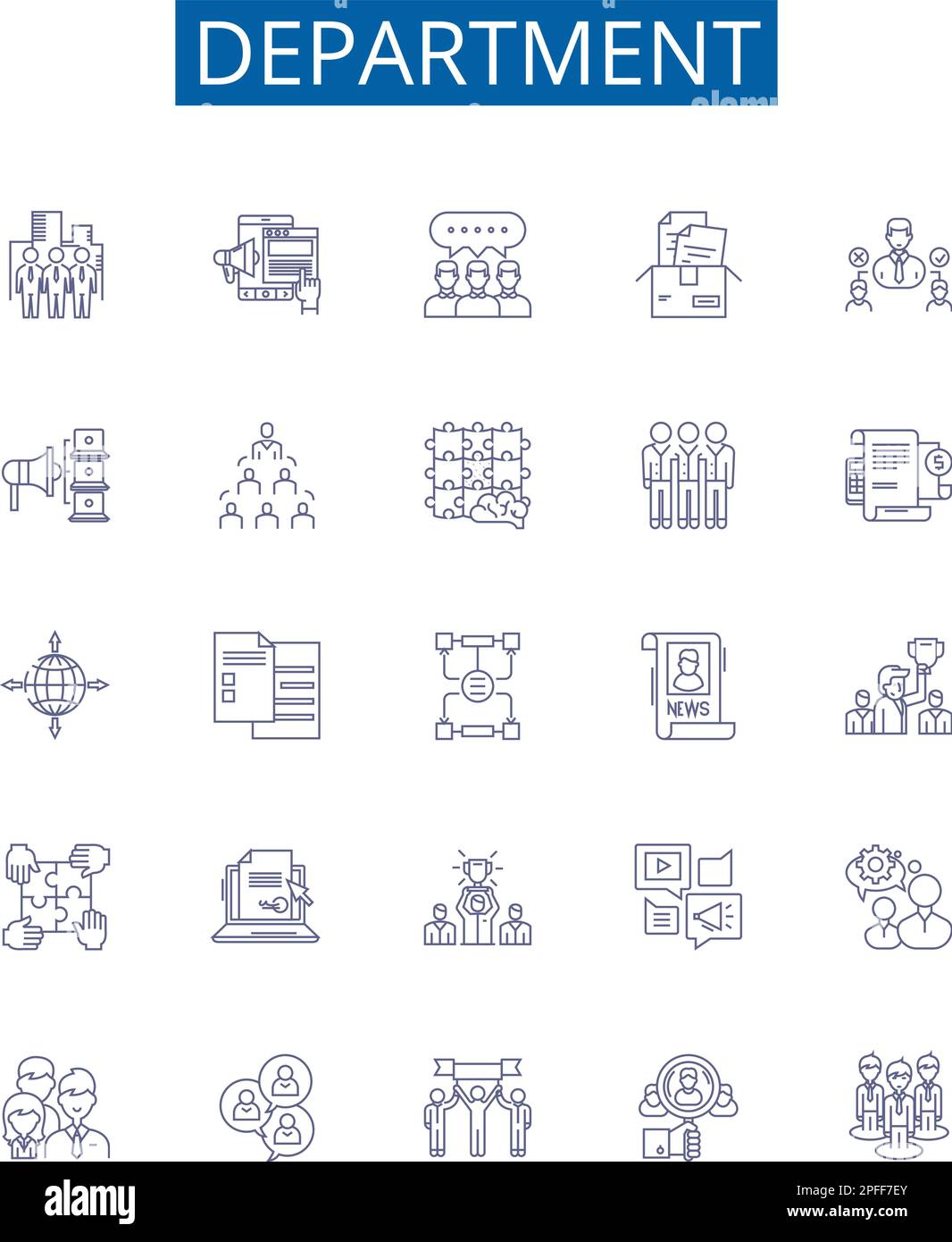 Department line icons signs set. Design collection of Division, Bureau ...