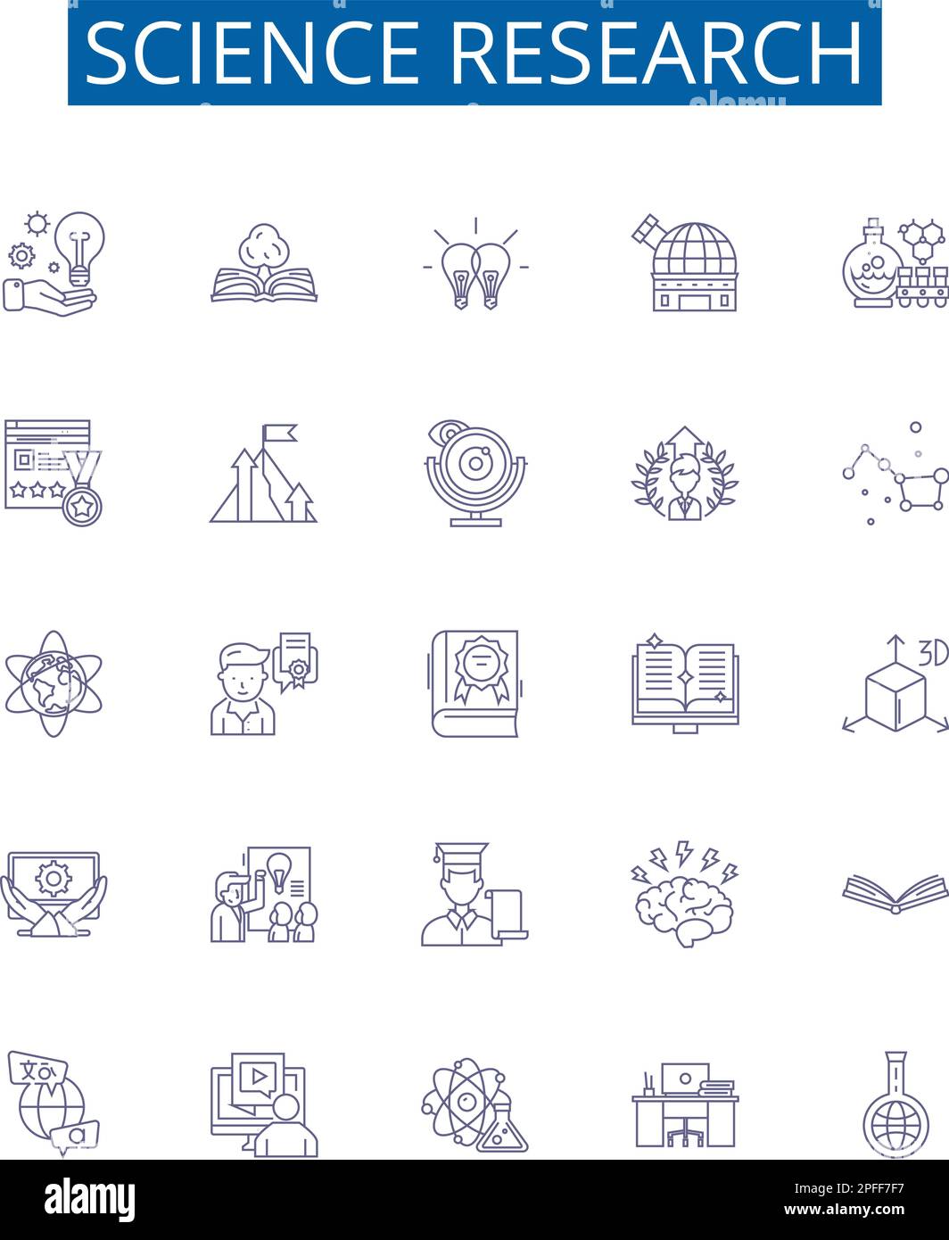 Science research line icons signs set. Design collection of Research, Science, Exploration ...