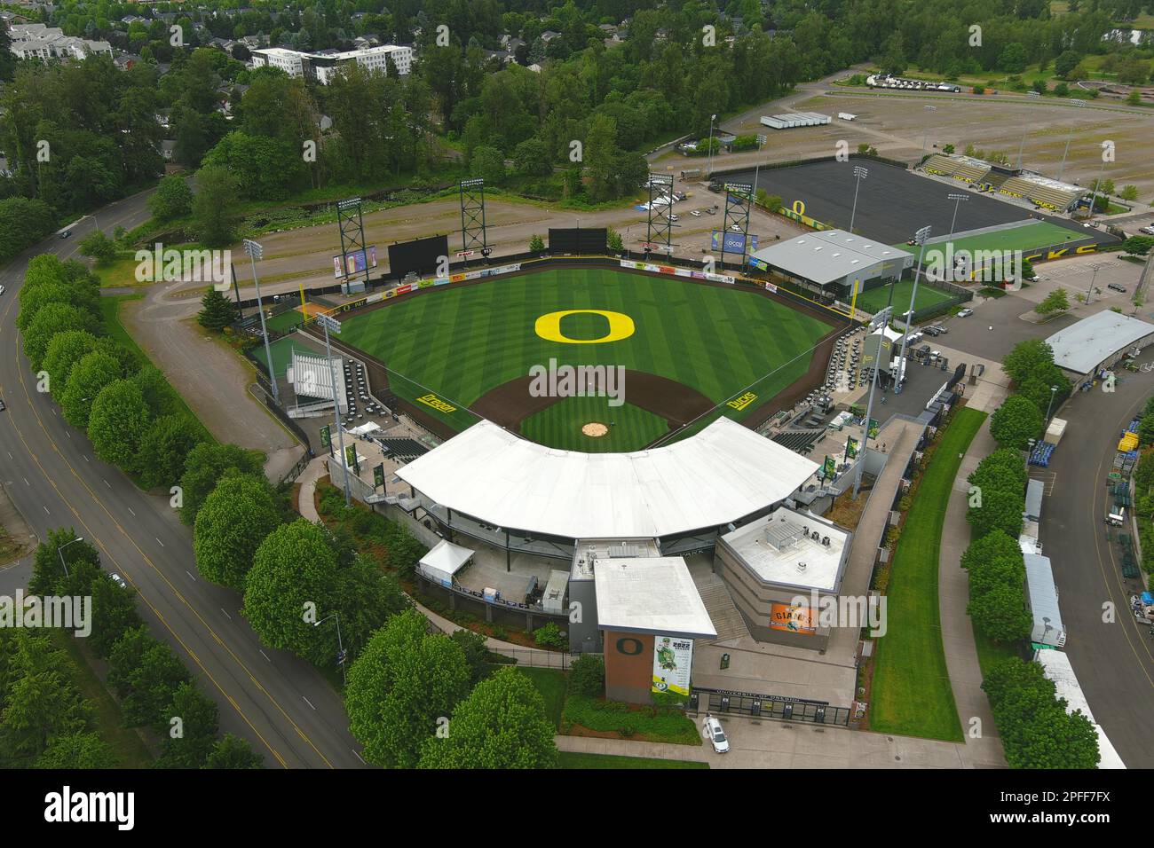 A general overall aerial view of PK Park on the campus of the ...