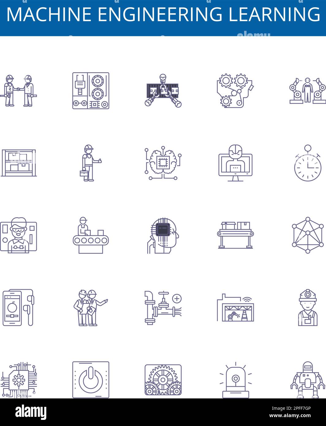 Machine engineering learning line icons signs set. Design collection of ... Machine engineering learning line icons signs set. Design collection of ...
