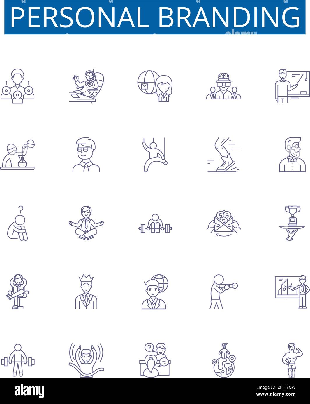 Personal branding line icons signs set. Design collection of Personal ...