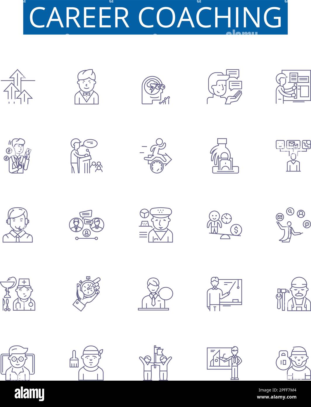 Career coaching line icons signs set. Design collection of Career ...