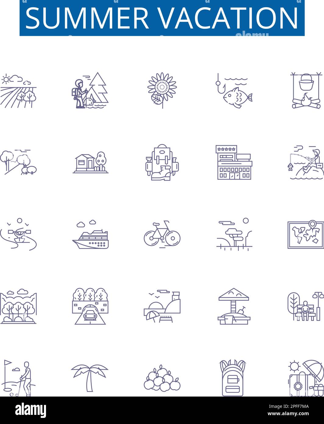 Summer vacation line icons signs set. Design collection of Holiday ...