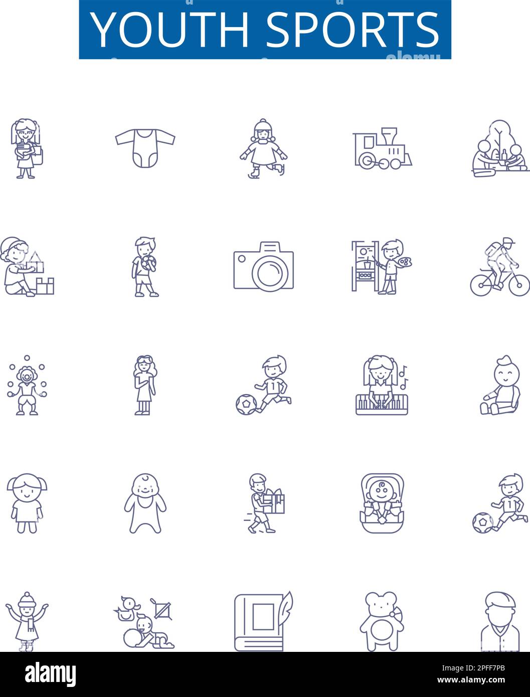 Youth sports line icons signs set. Design collection of Youth, Sports, Soccer, Basketball ...