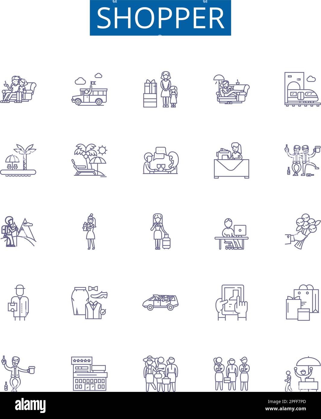 Shopper line icons signs set. Design collection of Shopper, Buyer ...