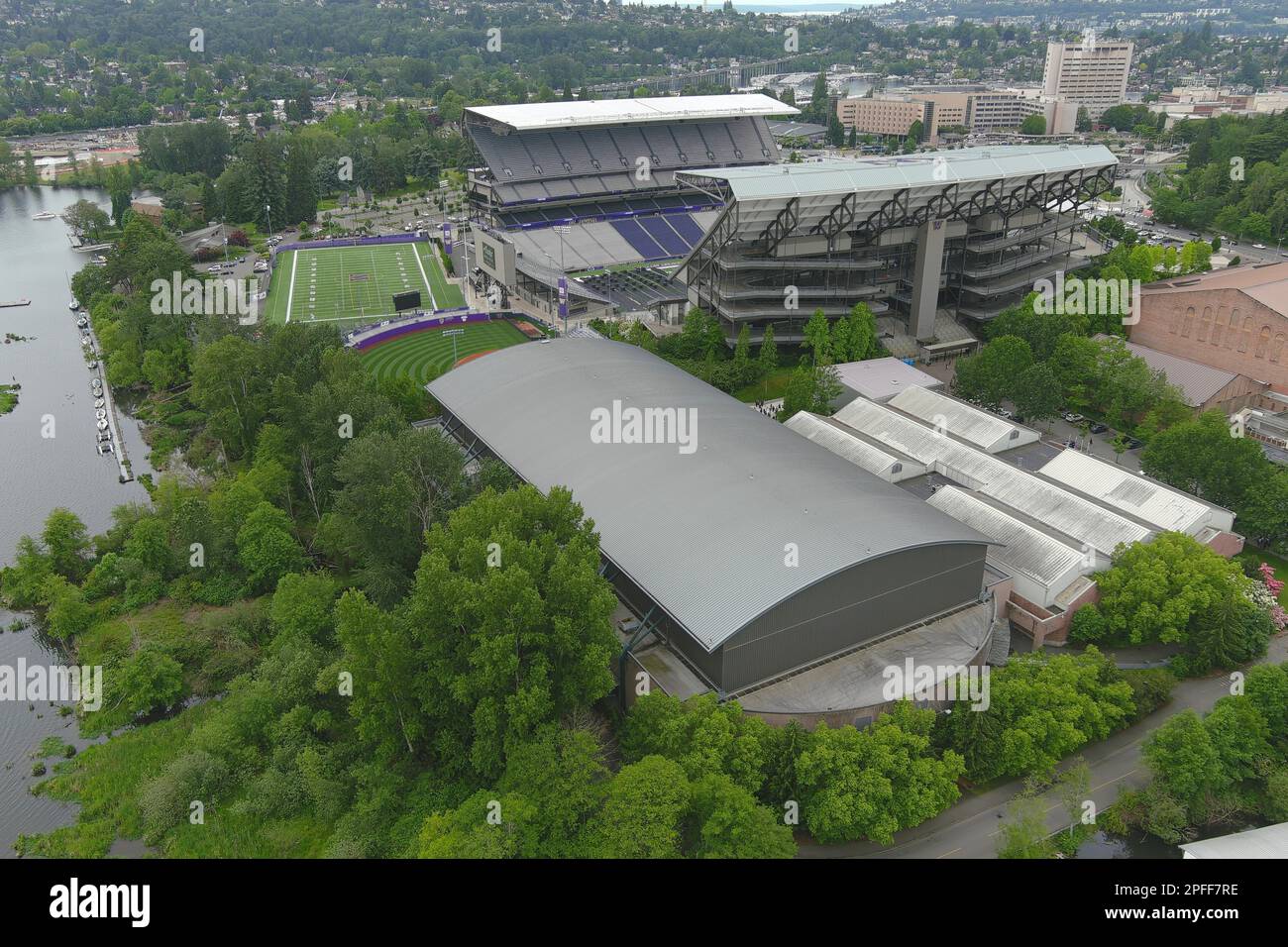 A general overall aerial view of the Dempsey Indoor on the campus of ...