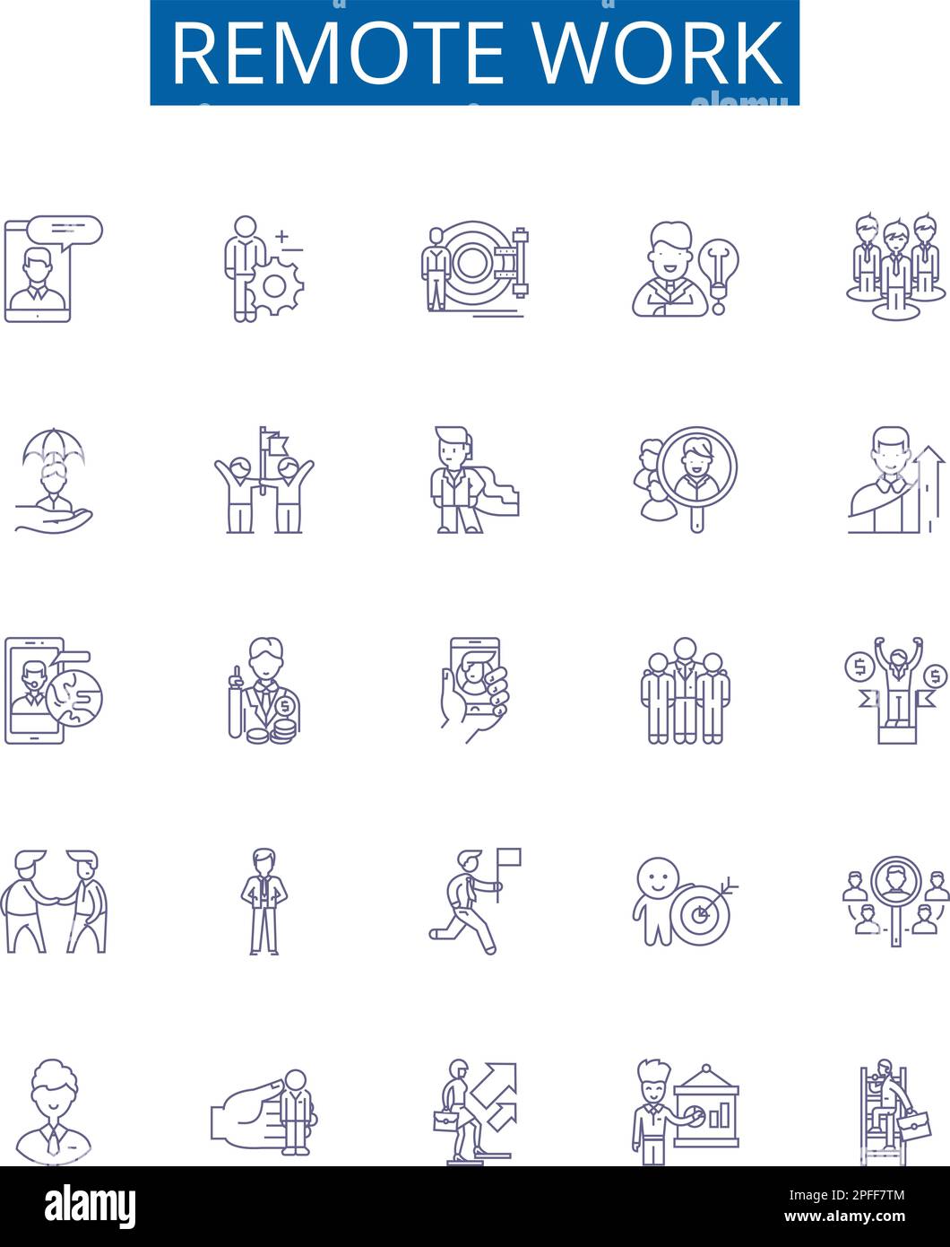 Remote work line icons signs set. Design collection of Remote, Work ...