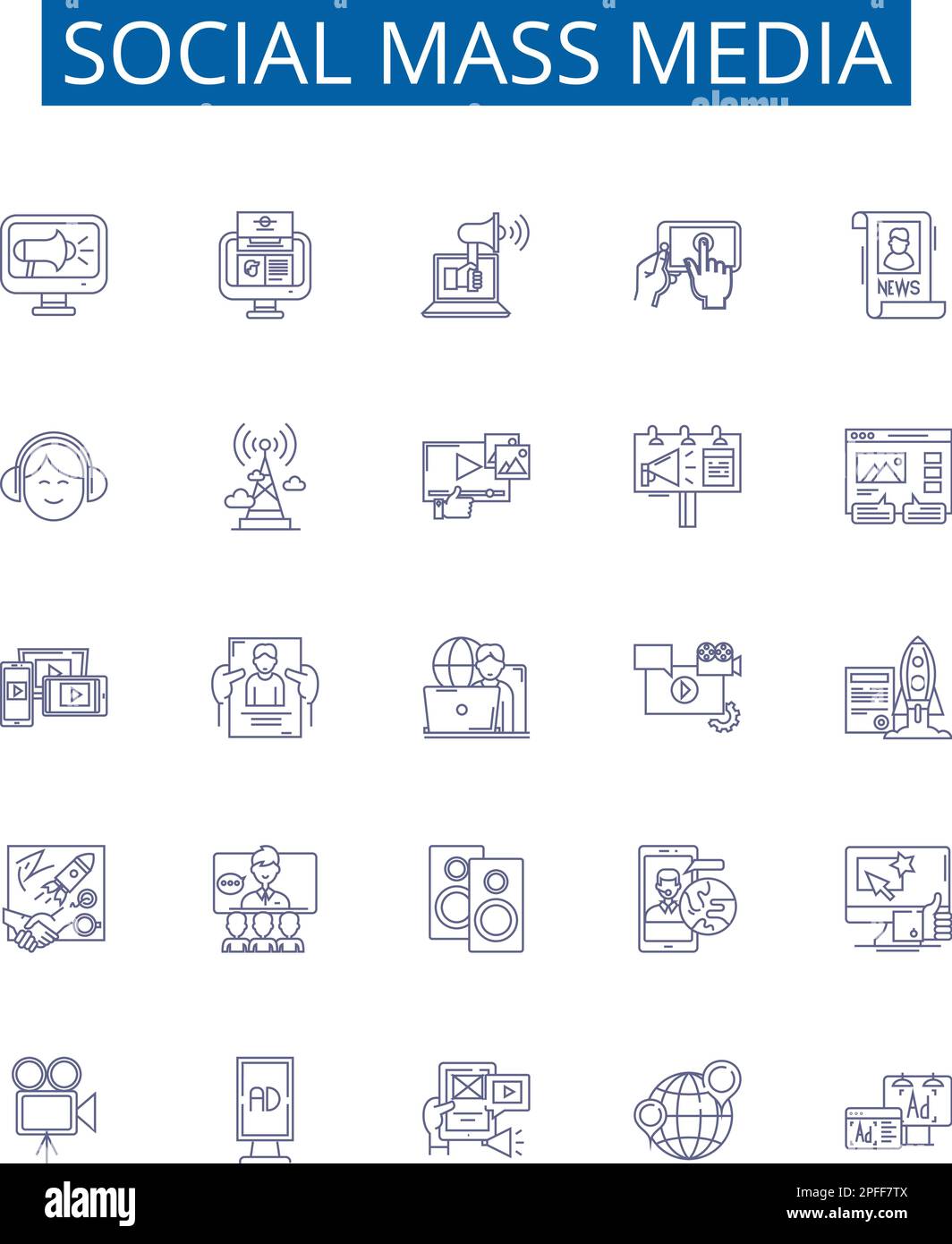 Social mass media line icons signs set. Design collection of Social ...