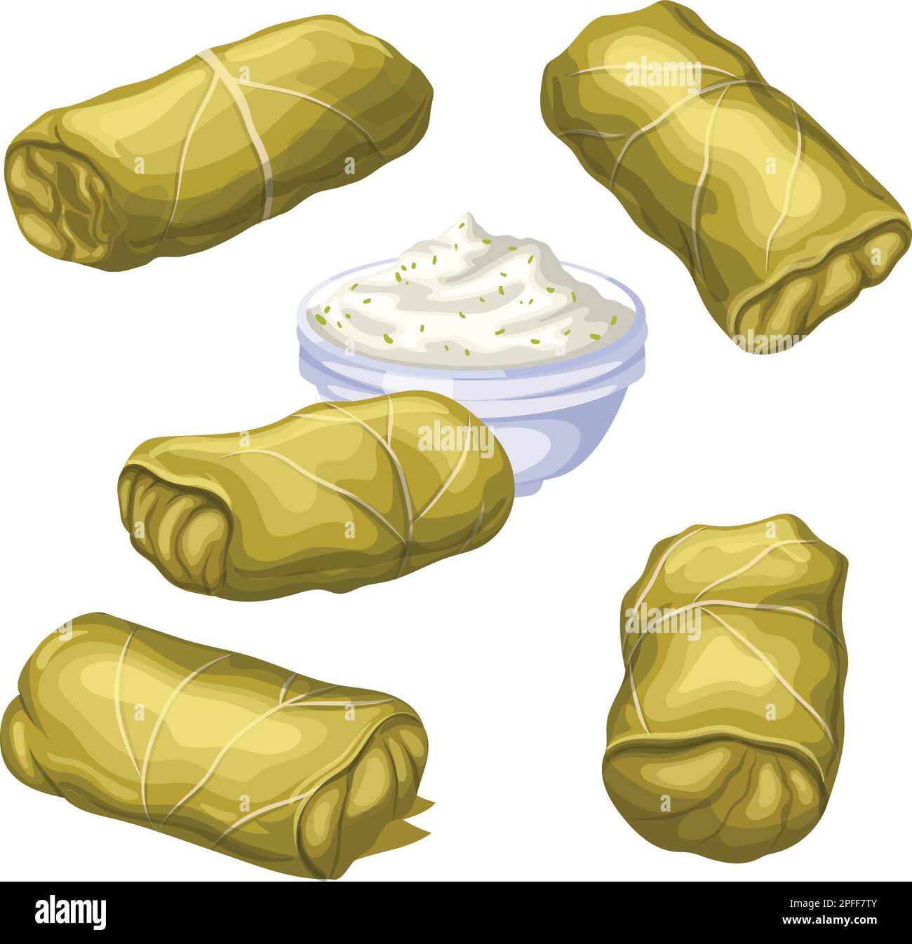 dolma food cuisine set cartoon vector illustration Stock Vector Image ...