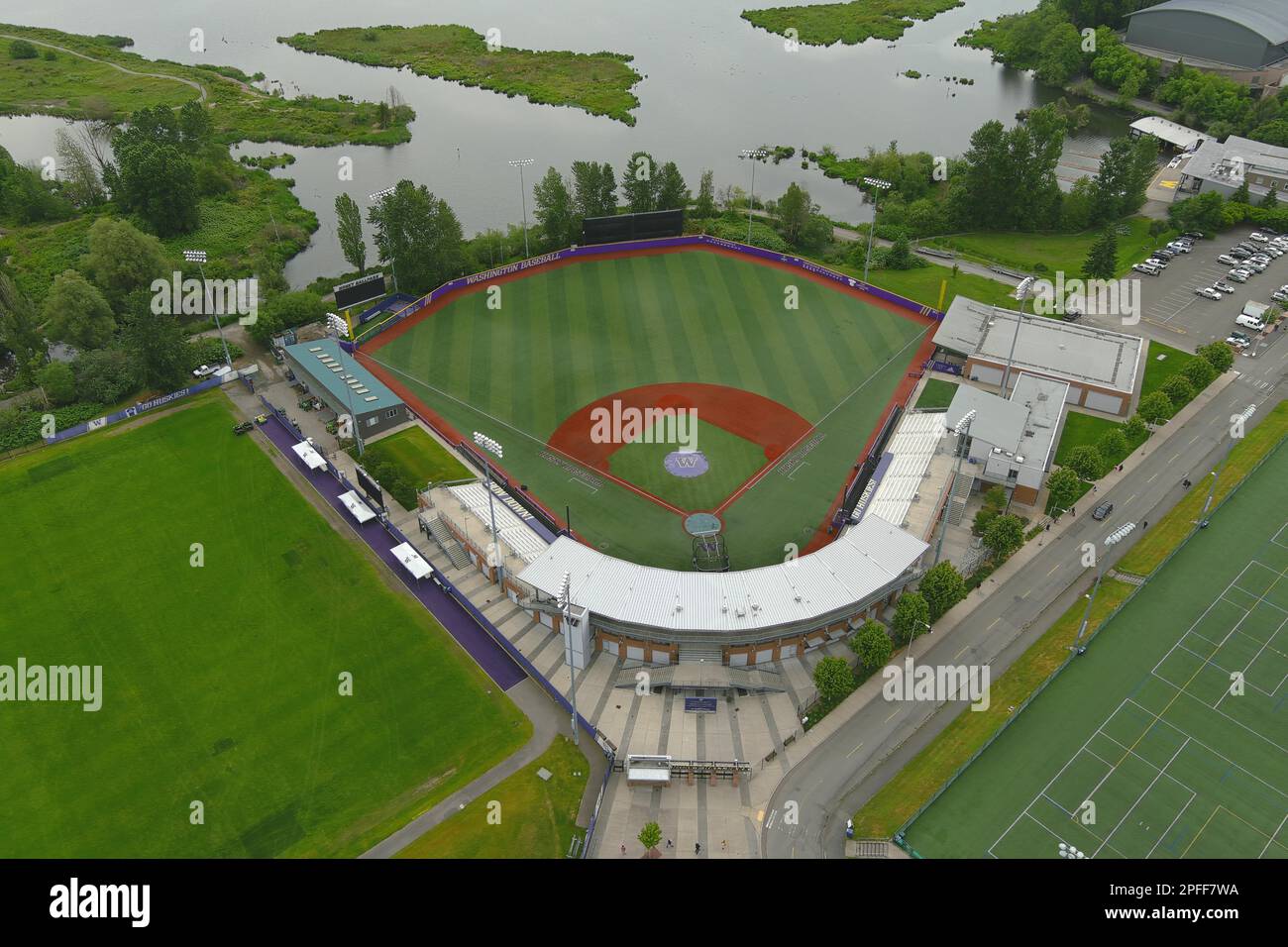 A general overall aerial view husky ballpark hi-res stock photography ...