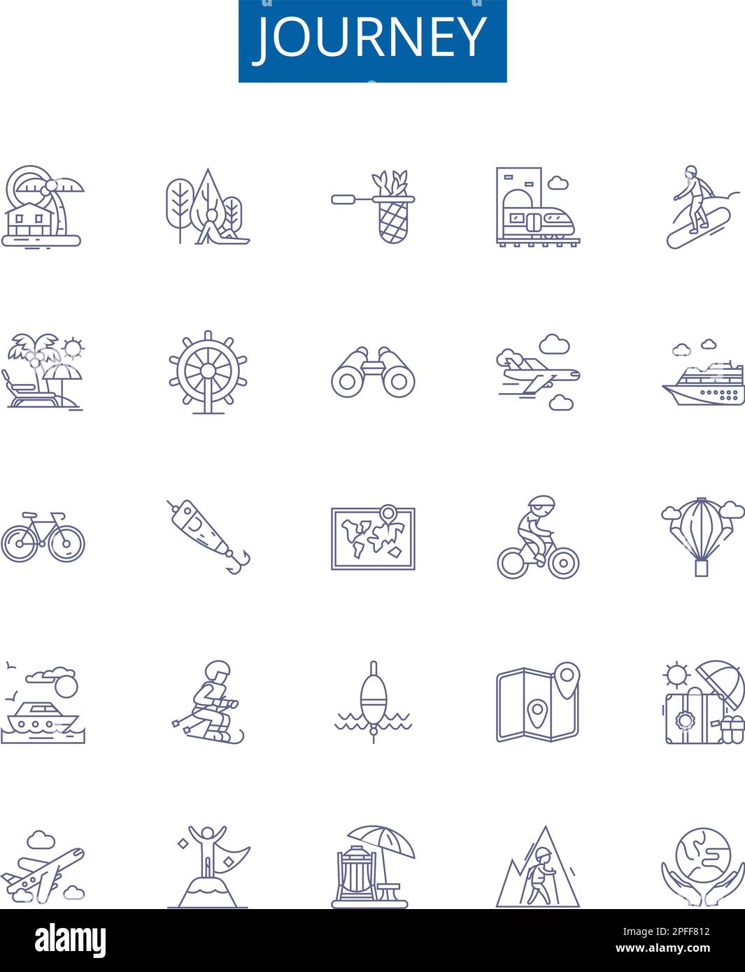 Journey line icons signs set. Design collection of Travel, Trek ...