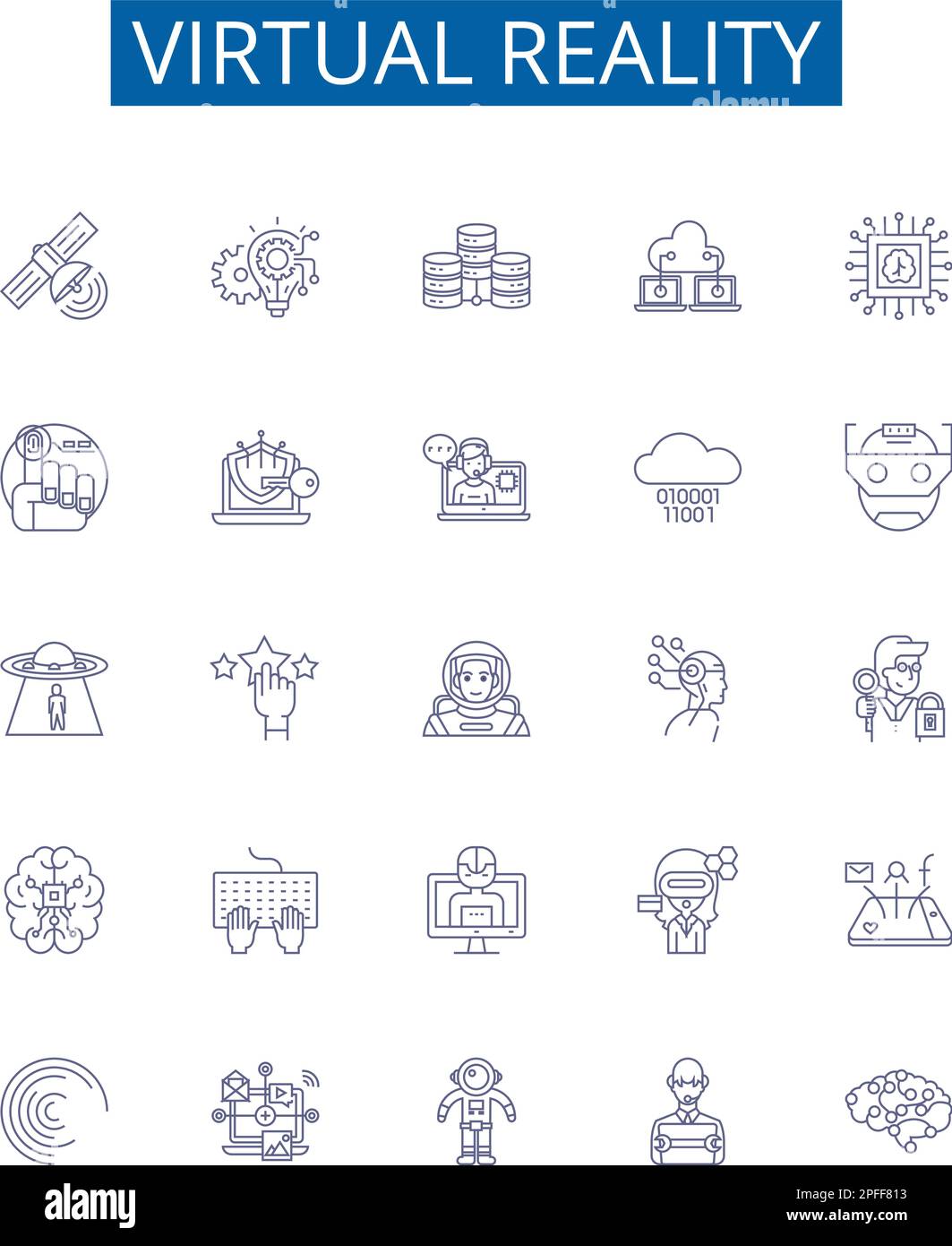 Virtual reality line icons signs set. Design collection of Virtual ... Virtual reality line icons signs set. Design collection of Virtual ...