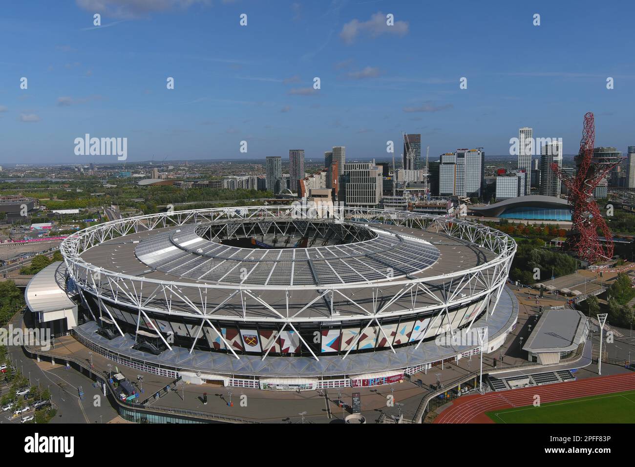 A general overall aerial view of Olympic Stadium at Queen Elizabeth ...