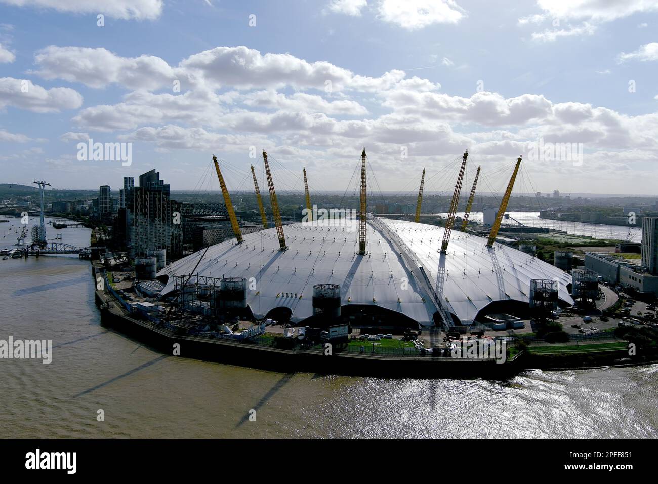 A general overall aerial view of the O2 Arena on the Greenwich ...