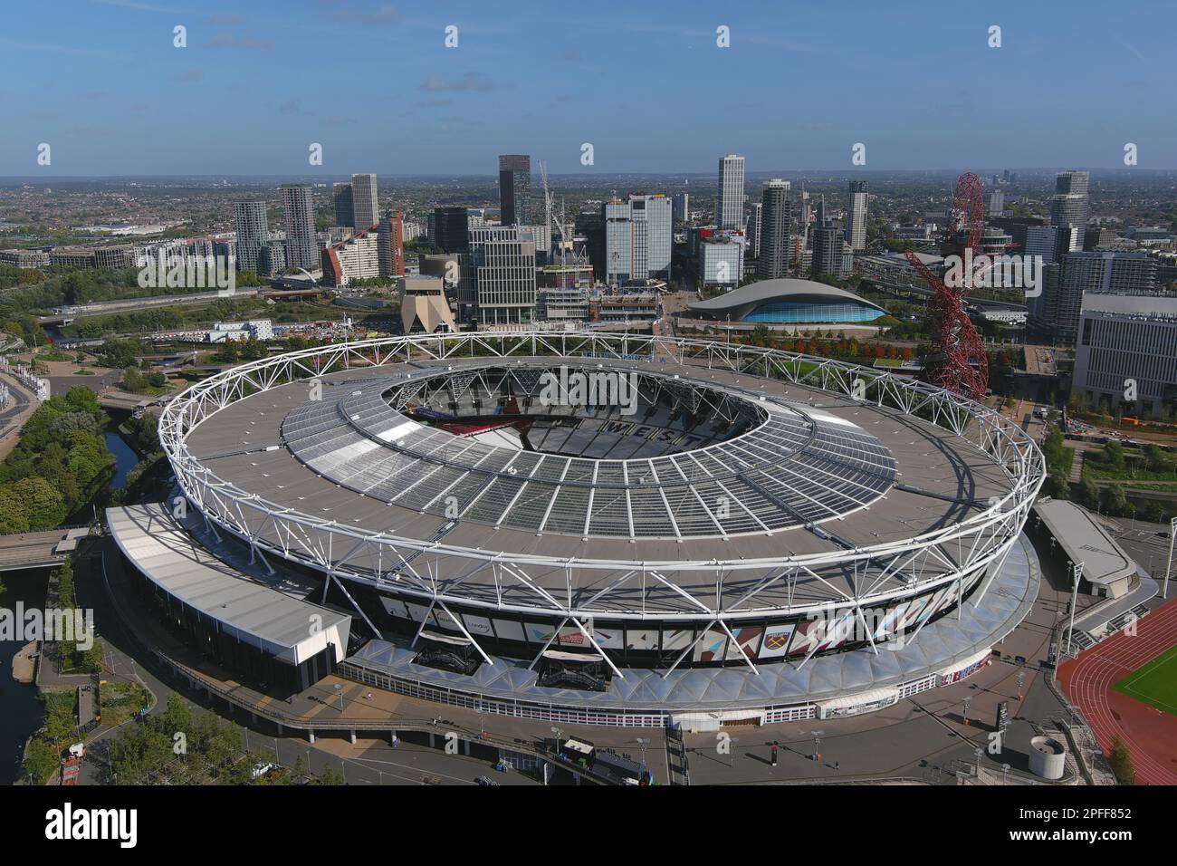 A general overall aerial view of Olympic Stadium at Queen Elizabeth ...