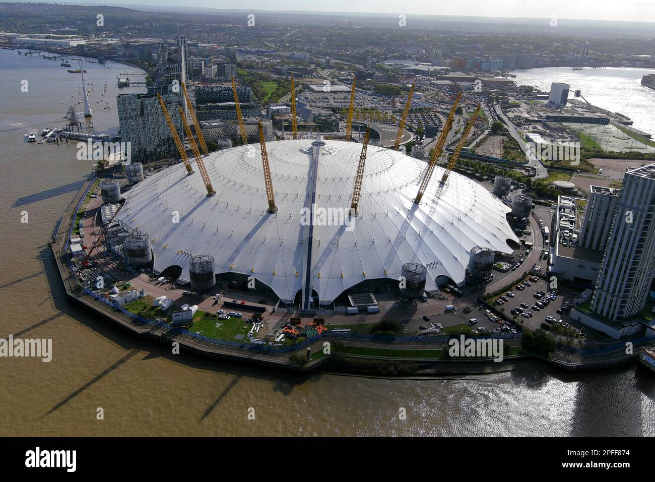 A general overall aerial view of the O2 Arena on the Greenwich ...