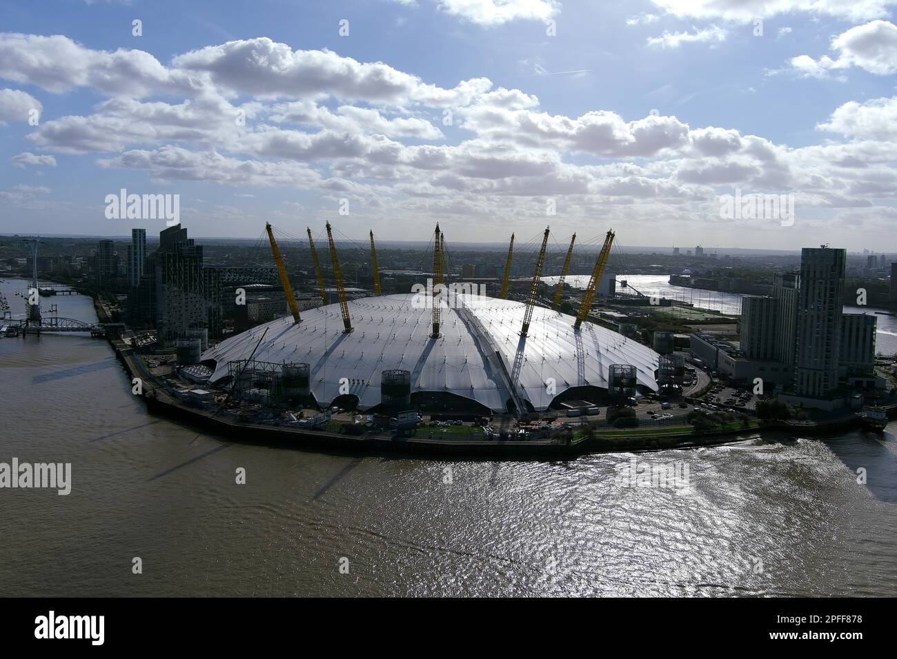 A general overall aerial view of the O2 Arena on the Greenwich ...