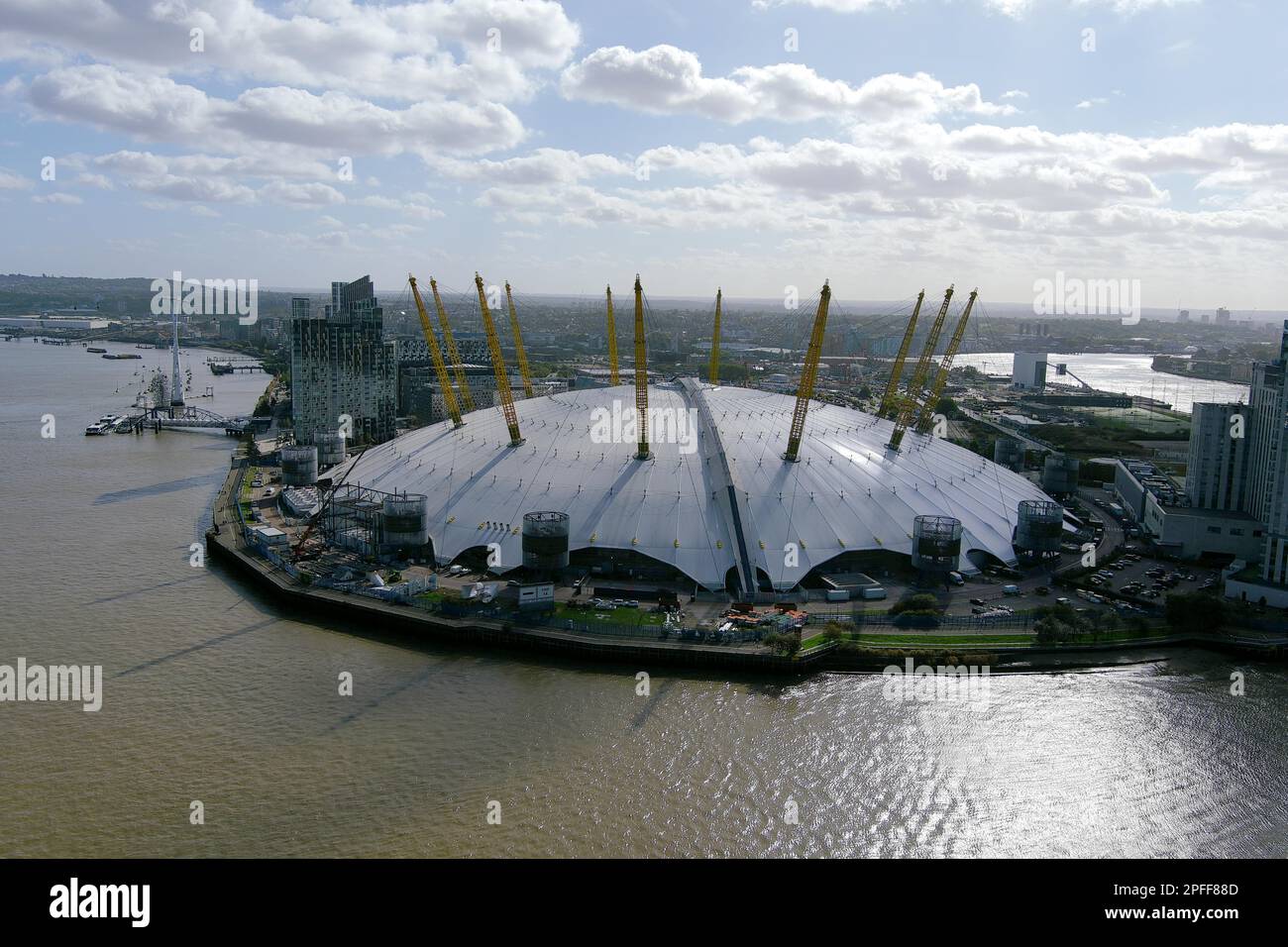 A general overall aerial view of the O2 Arena on the Greenwich ...